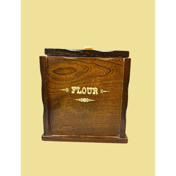 Kitchen | Vintage Wooden Canister With Lid Flour Plastic Insert ...